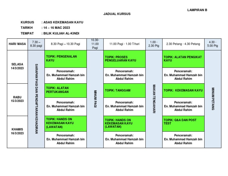 Jadual Kursus | PDF