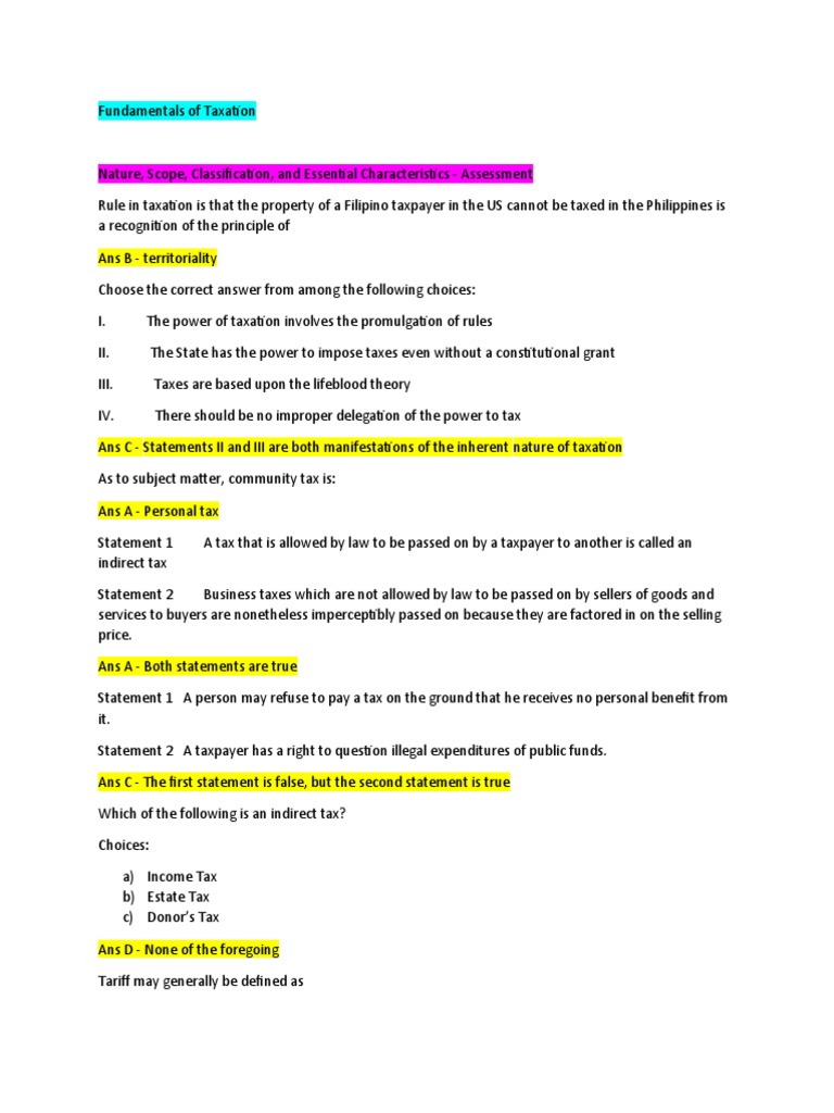 Tax Questions | PDF | Taxes | Double Taxation