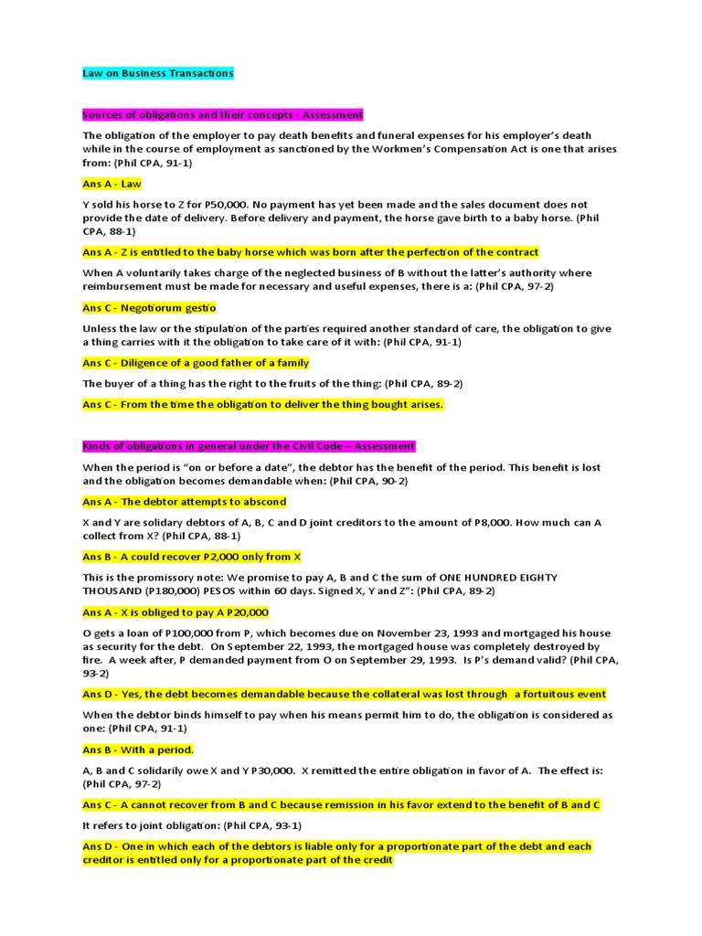 RFBT Questions | PDF | Debtor | Guarantee