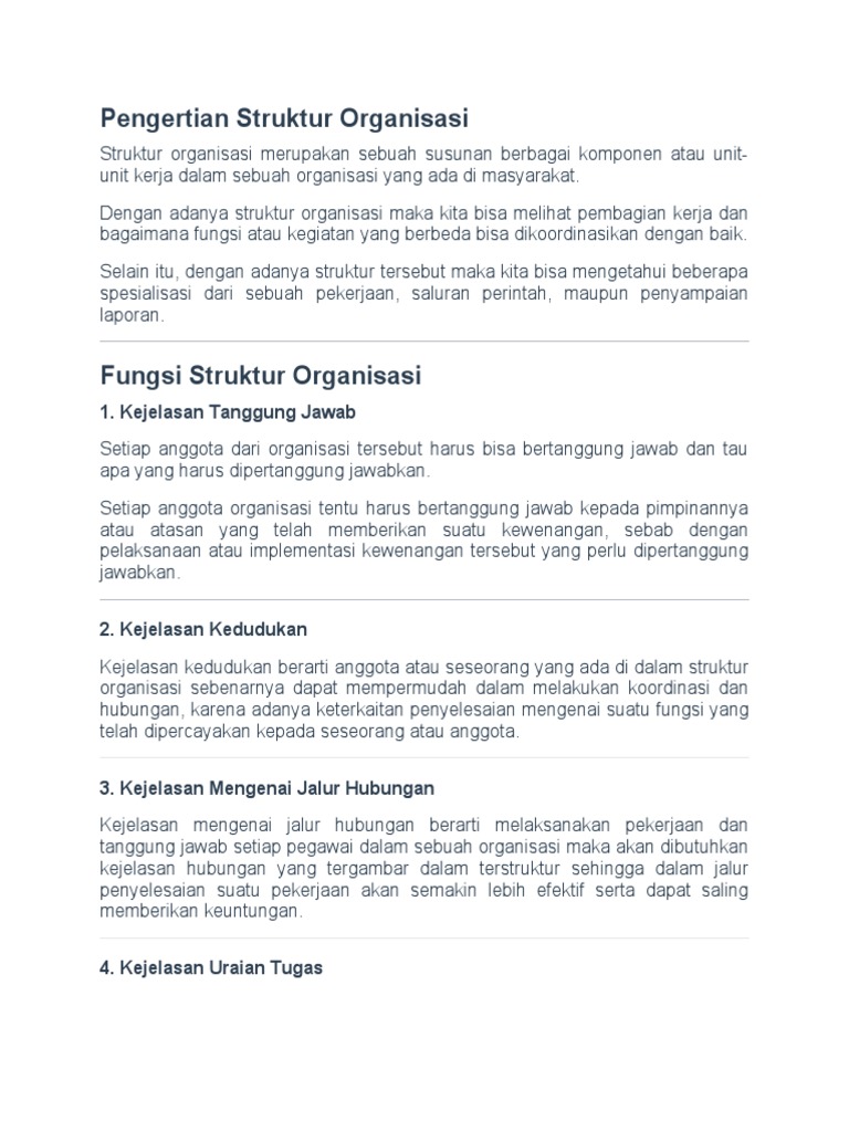 Pengertian Struktur Organisasi Fungsi Dan Jenis Jenis Strukt Pengertian Struktur Organisasi Fungsi Dan Jenis Jenis Strukt