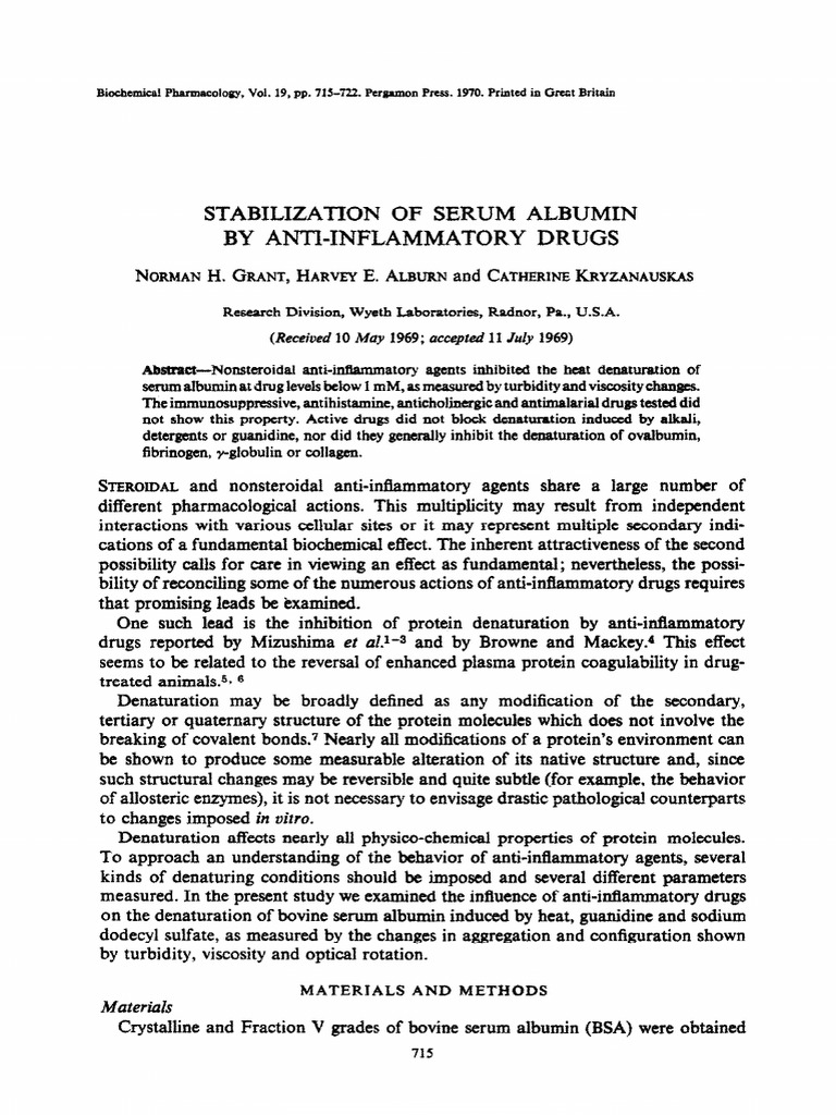 Stabilization of Serum Albumin by Anti-Inflammatory Drugs: Nonsteroidal ...