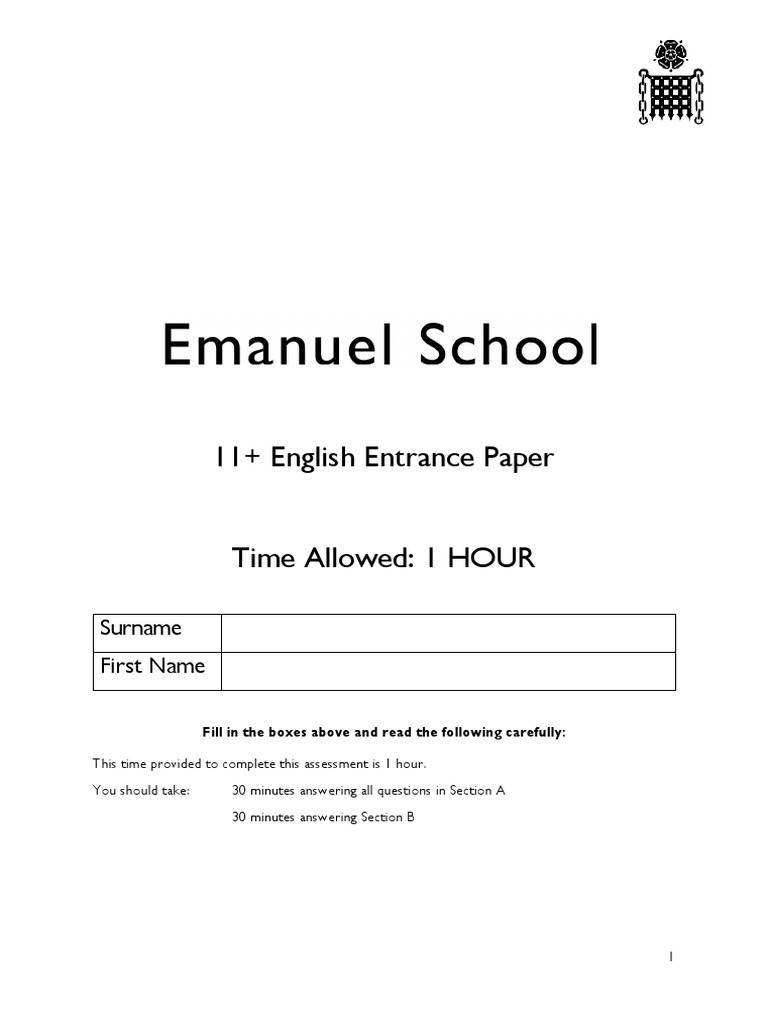 Emanuel 11 English Paper | PDF