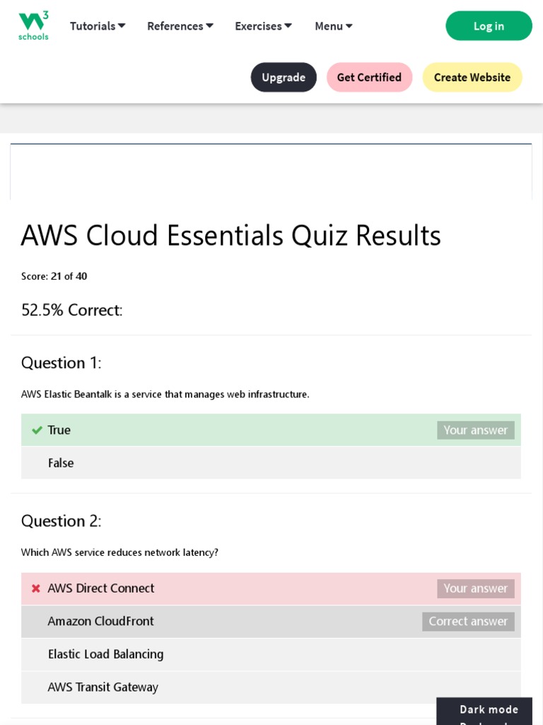 Aws MCQ W3school PDF | PDF | Amazon Web Services | Cloud Computing