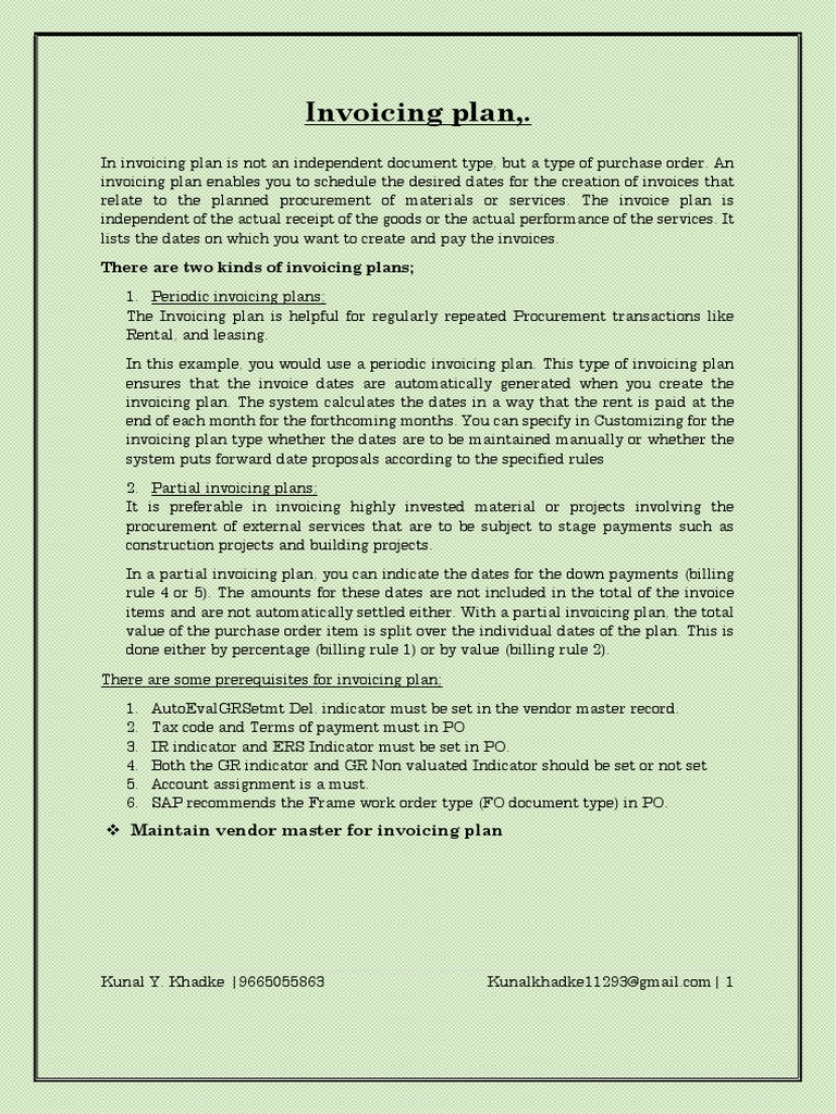 Invoicing Plan | PDF | Invoice | Money
