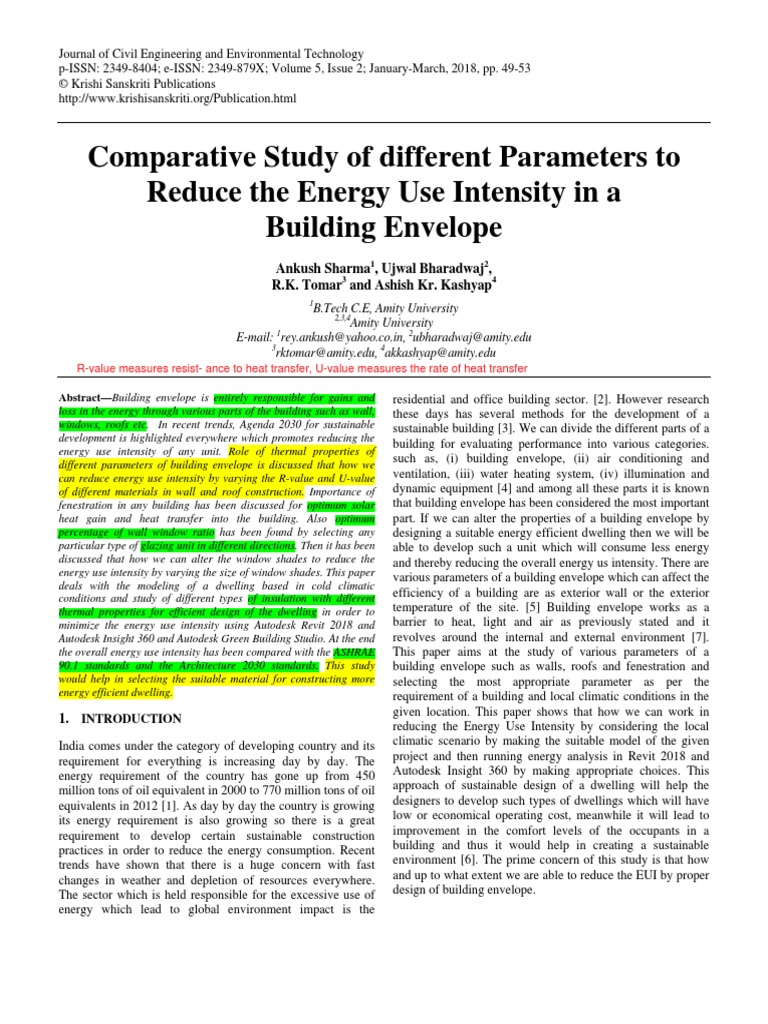 Different Parameter To Reduce EUI in Building | PDF | Building ...