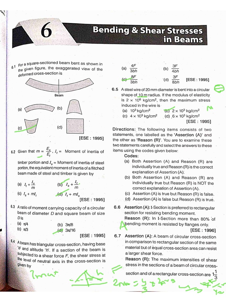 Bending and Shear Stresses in Beams | PDF