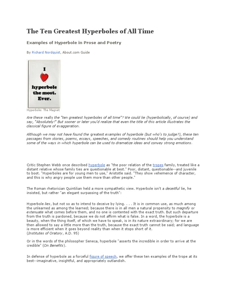 Top 10 Hyperbole Examples in Literature | PDF | Young Adult