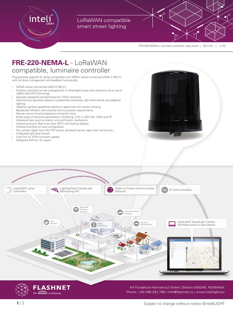 inteliLIGHT FRE 220 NEMA L LoRaWAN Compatible - Luminaire Controller Data Sheet v1 - 32 en PDF ...