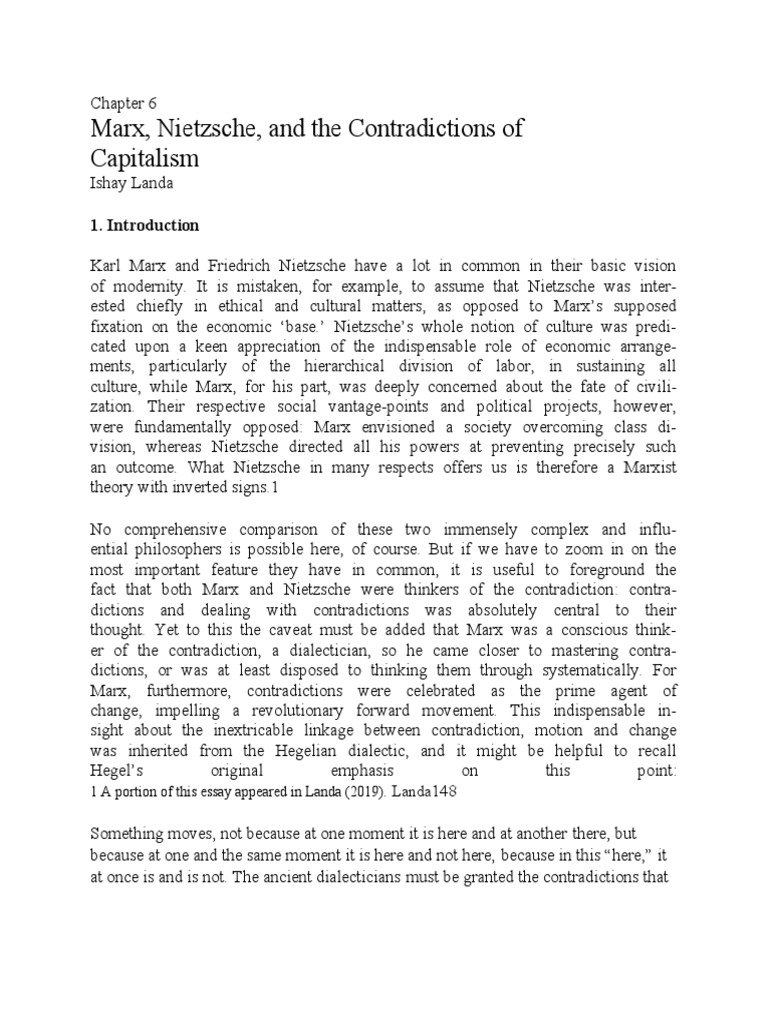 Chapter 6 MARX AND NIETZSCHE | PDF | Karl Marx | Contradiction