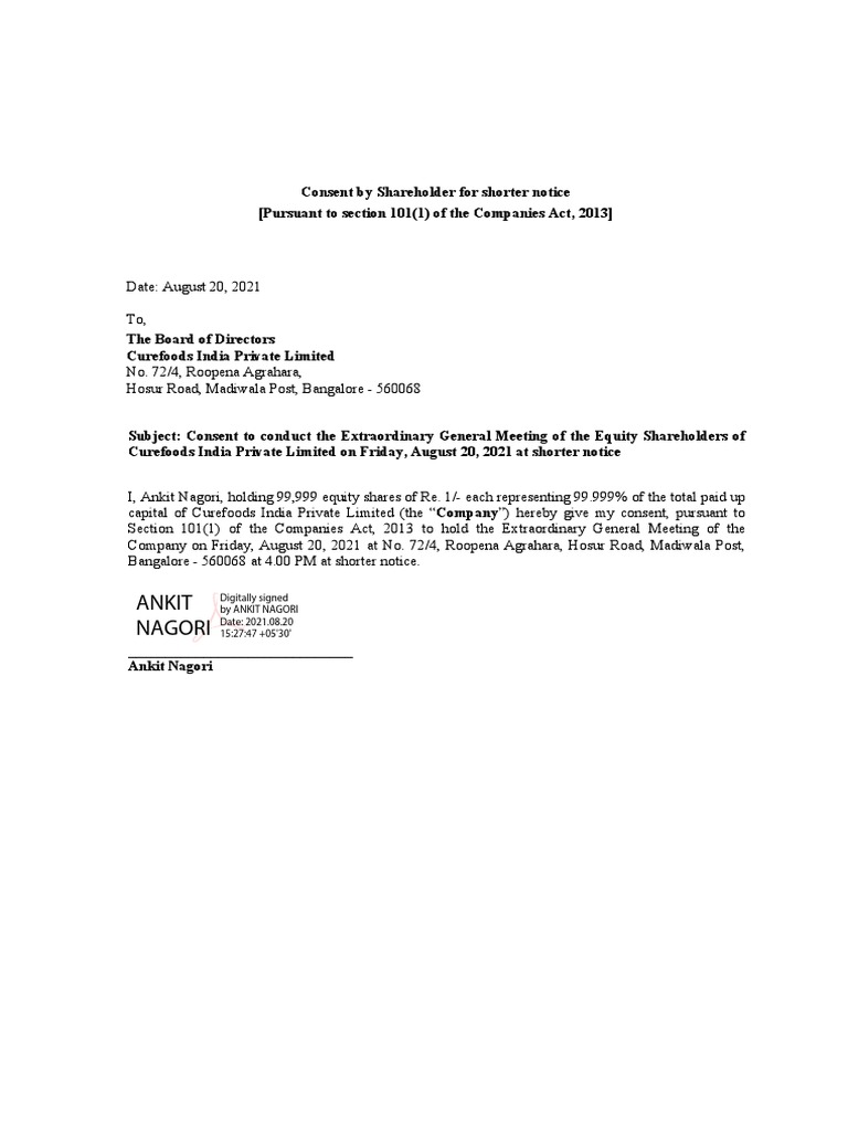 Consent for shorter notice_Ankit Nagori.pdf | PDF