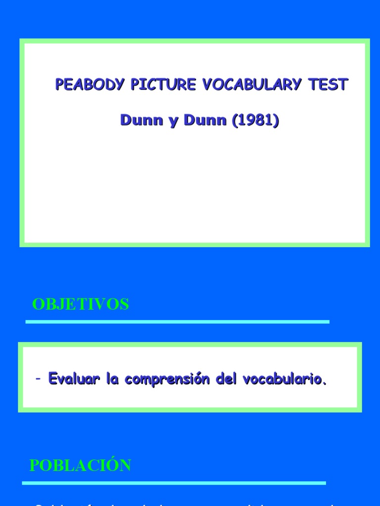 Test de Vocabulario Peabody: Guía Completa | PDF