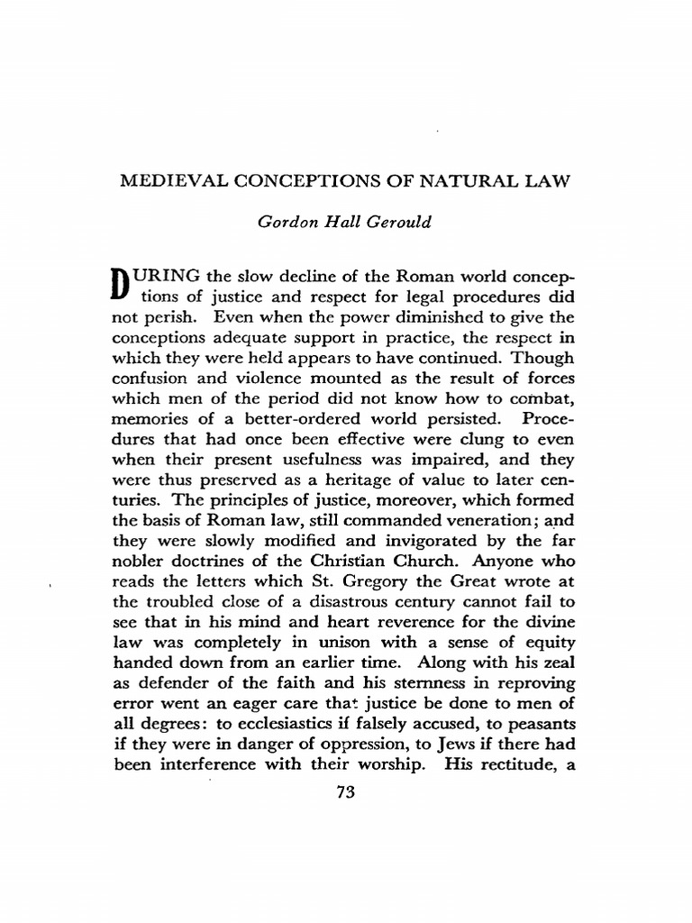 Medieval Conceptions of Natural Law: Exploring the Development of Views ...