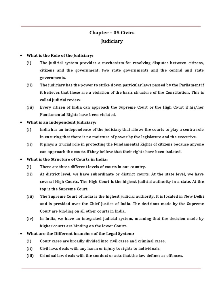 Class8 Social Science POL CH 05 Judiciary PDF | PDF | Judiciaries ...