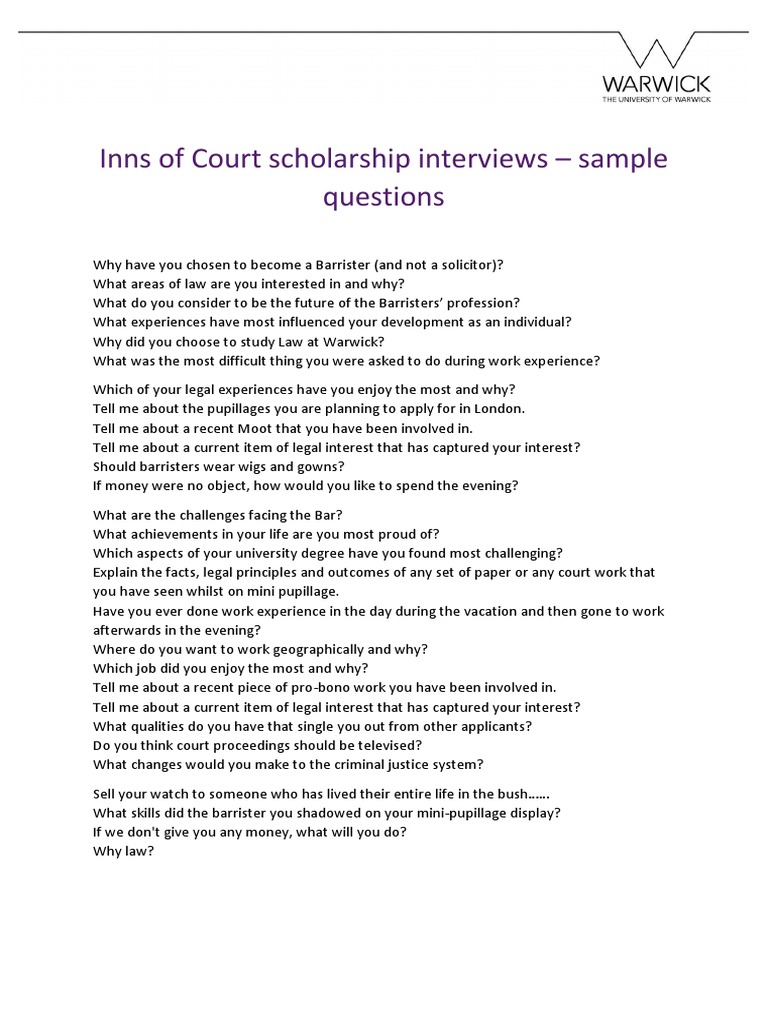 Scholarship Interview Questions | PDF | Barrister | Justice
