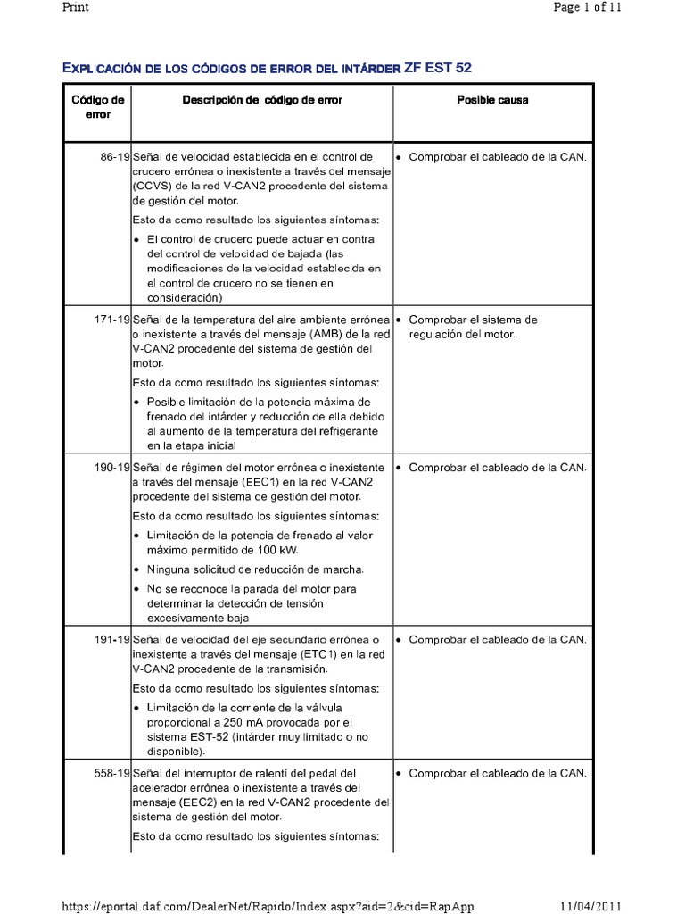 COdigos de Error EST 52 | PDF | Embrague | Acelerador
