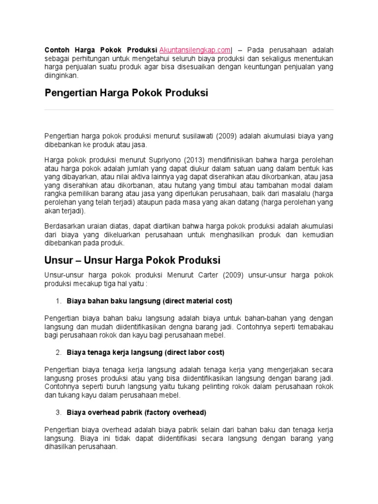 Contoh Perhitungan HPP Produksi | PDF | Bisnis | Teknologi & Rekayasa
