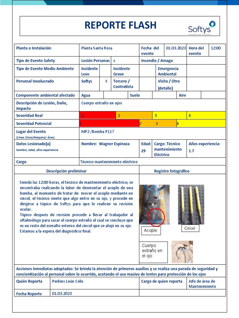 Reporte Flash MP2 Cuerpo Extraño en Ojo | PDF