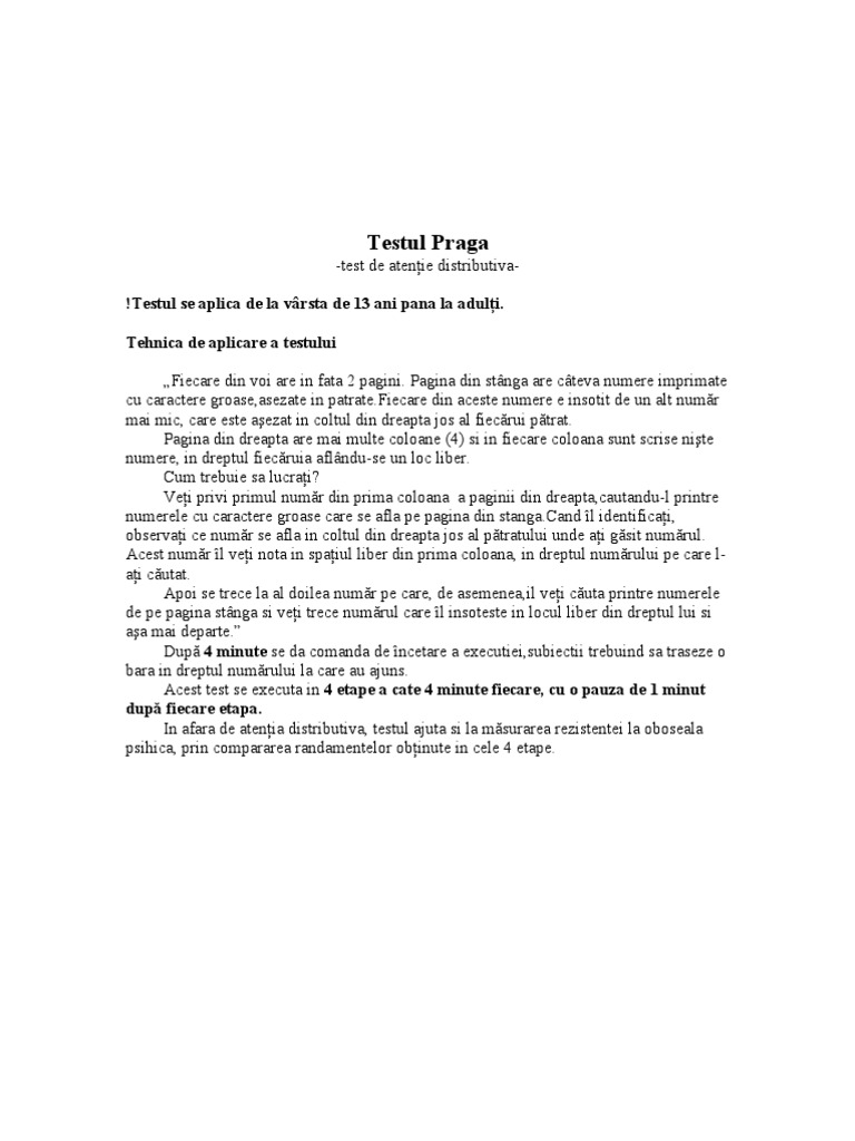 Testul Praga | PDF