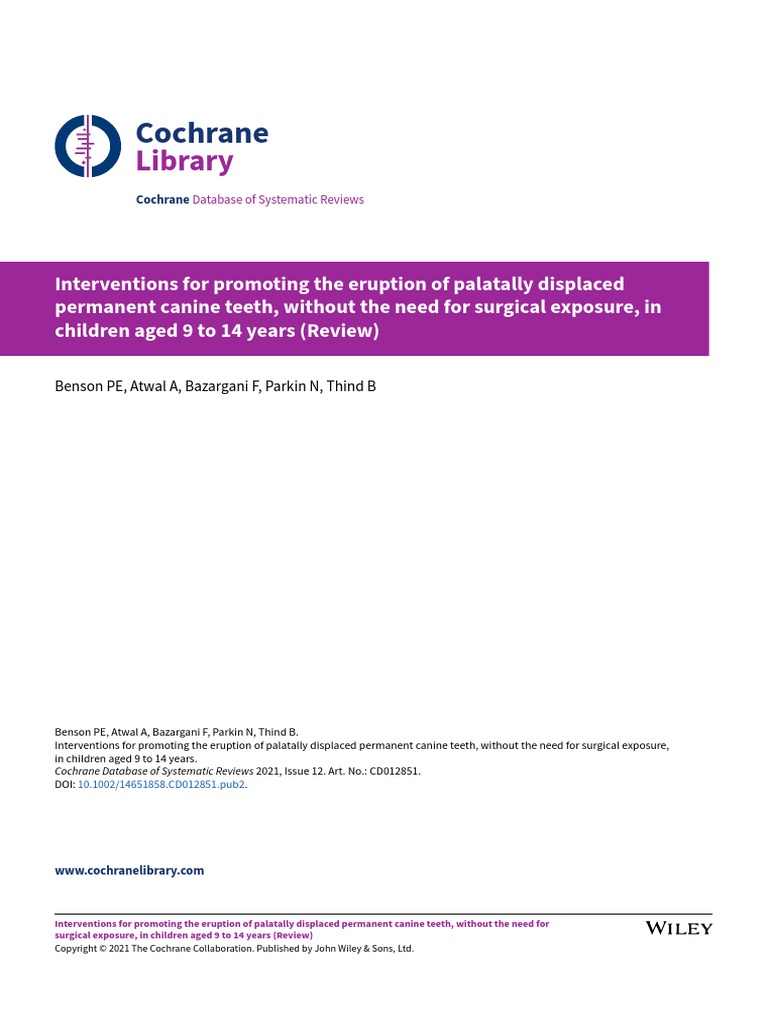 Benson Et Al-2021-Cochrane Database of Systematic Reviews | PDF ...