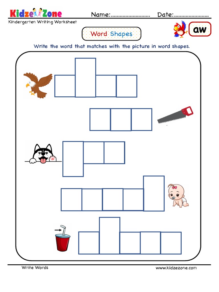 Aw Word Family Word Shapes 2 | PDF