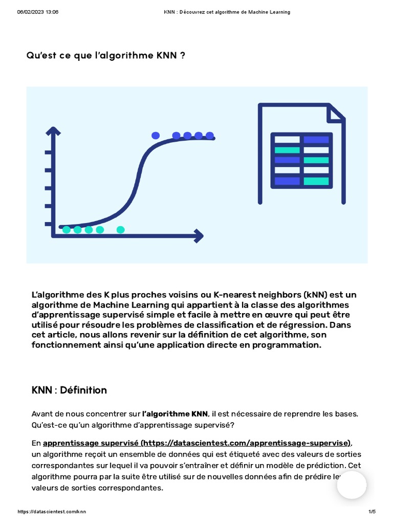 KNN - Découvrez Cet Algorithme de Machine Learning PDF | PDF | Apprentissage automatique ...