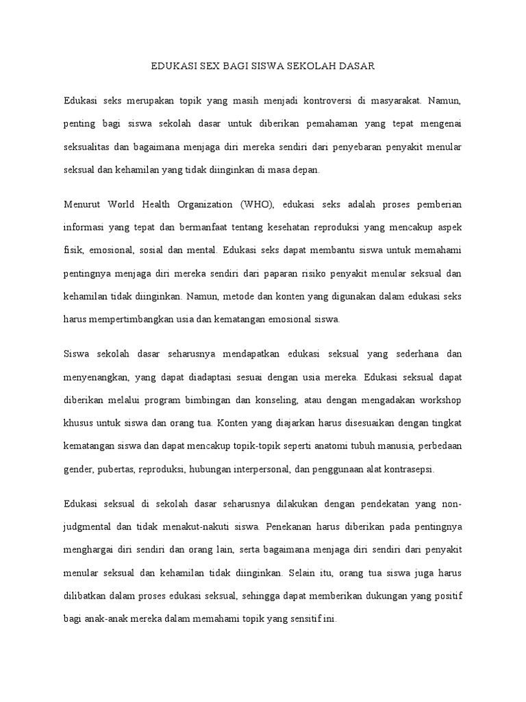 Edukasi Seks Untuk Siswa Sd Pdf Kesehatan Holistik
