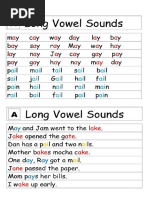 Long o Vowel Sound Word List | PDF