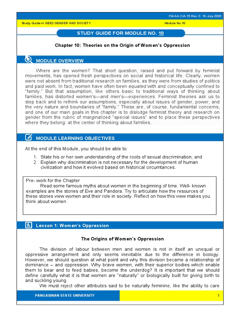 Analyzing Theories on the Origins of Women's Oppression and Gender ...