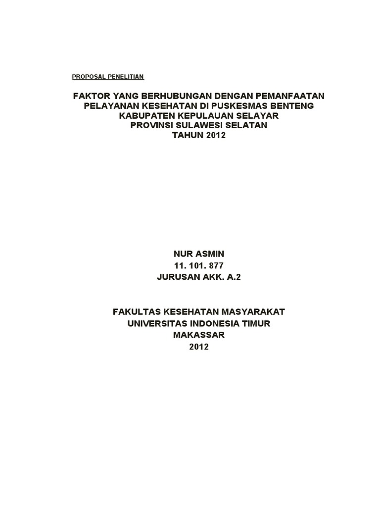 Proposal Penelitian FKM Akk | PDF