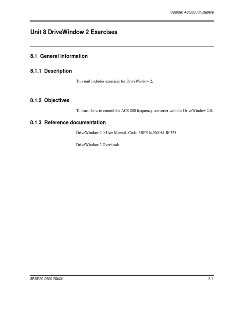 ACS800 DriveWindow 2 Exercises | PDF | Computer File | Double Click ACS800 DriveWindow 2 Exercises | PDF | Computer File | Double Click