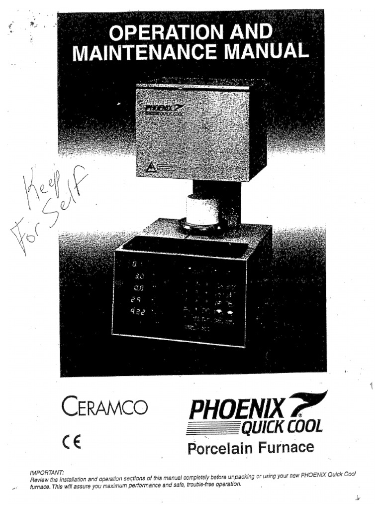 CERAMCO DENTSPLY Phoenix 7 Quick Cool Instruction Manual | PDF