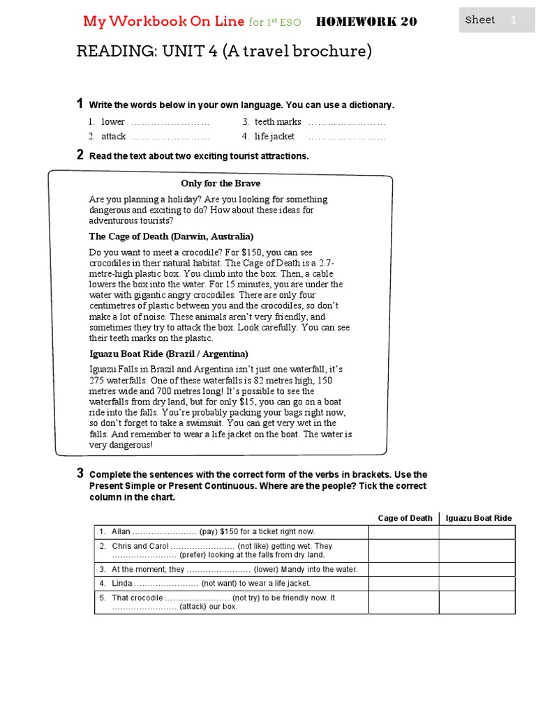 1 ESO Unit 4 Homework 20 | PDF