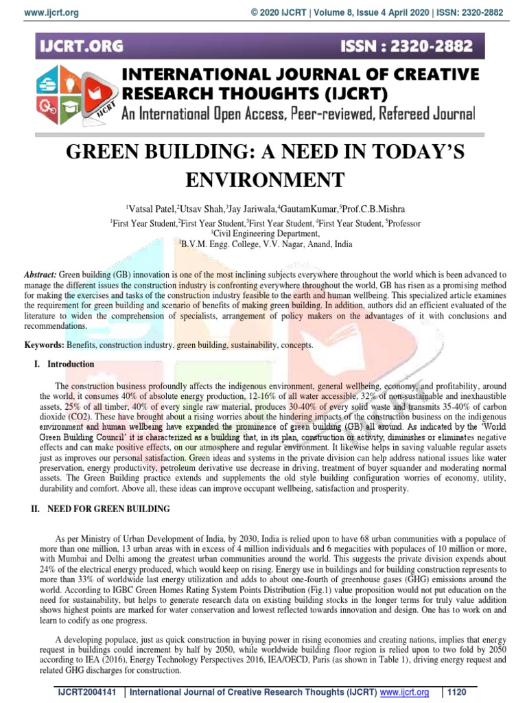 Ijcrt2004141 PDF | PDF | Green Building | Greenhouse Gas