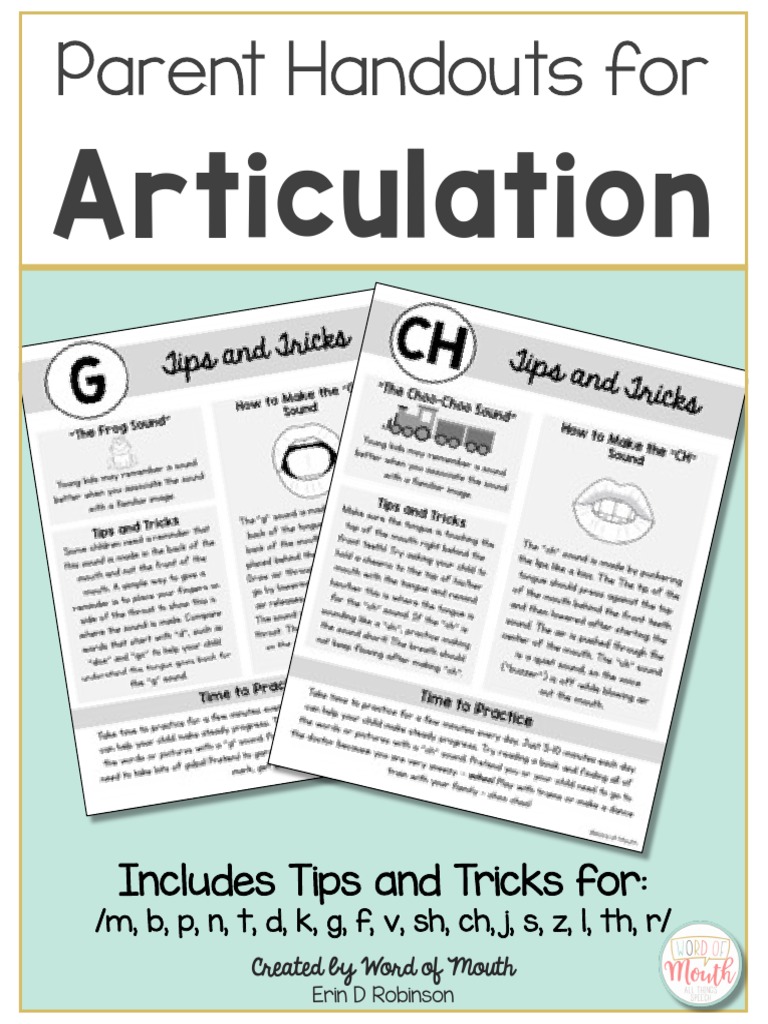 Articulation: Parent Handouts For | PDF | Mouth | Human Head And Neck