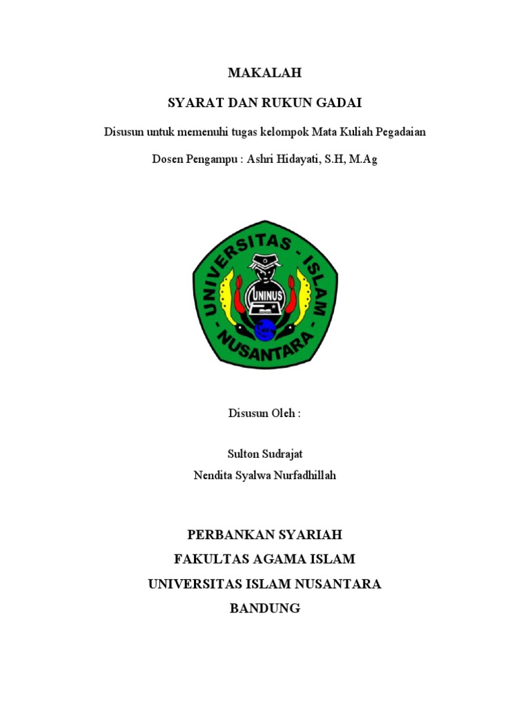 Makalah Rukun Dan Syarat Rahn (Sulton & Nendita) | PDF Makalah Rukun Dan Syarat Rahn (Sulton & Nendita) | PDF