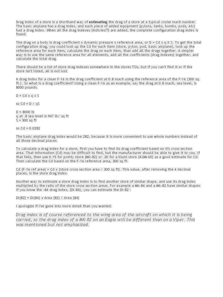 Drag Index Collection | PDF | Drag (Physics) | Aerospace Engineering