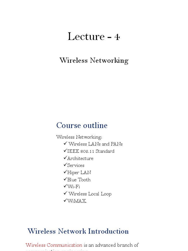 Lecture 4 Pdf Pdf Wireless Lan Computer Network