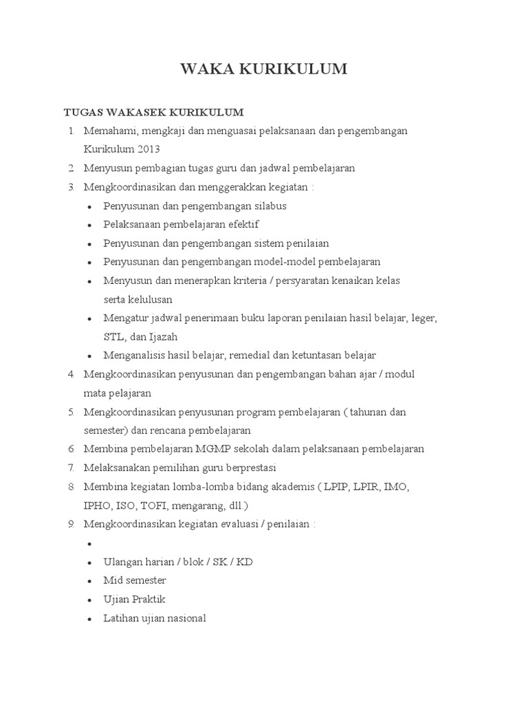 Waka Kurikulum | PDF