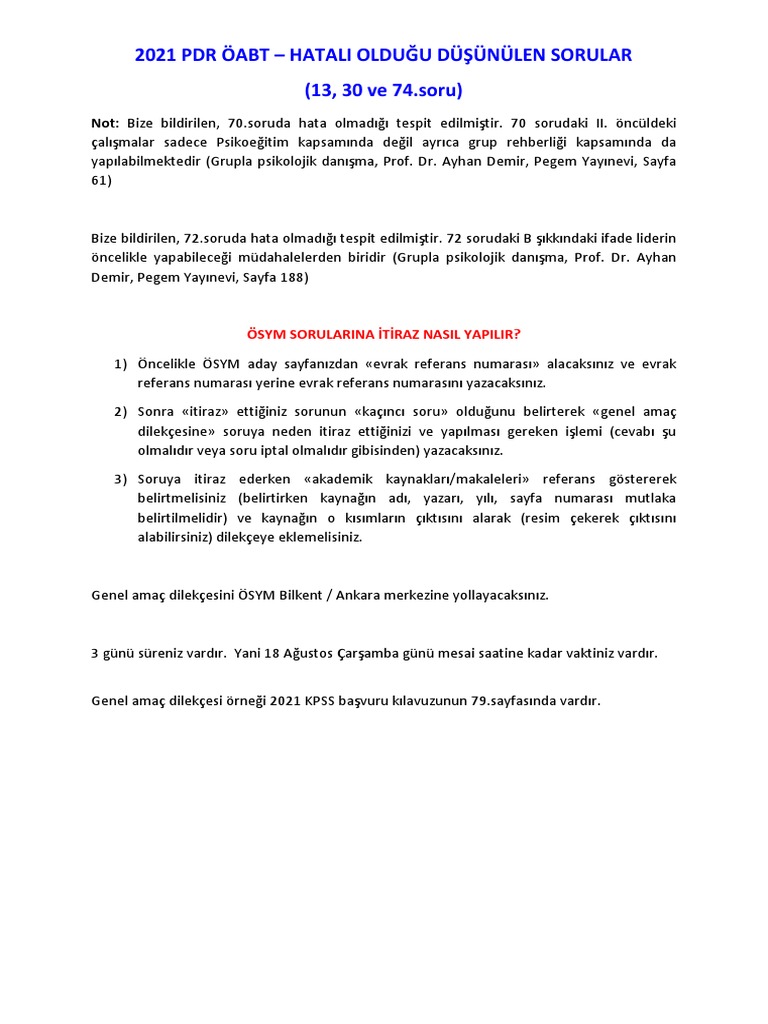 Oabt PDR Ders Notlari 2 | PDF