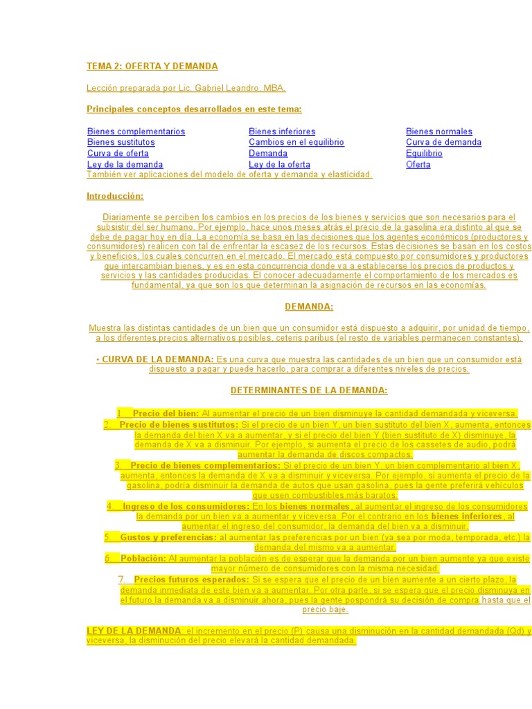 TEMA 7 EJEMPLOS de Demanda y Oferta | PDF | Oferta (economía) | Oferta y demanda
