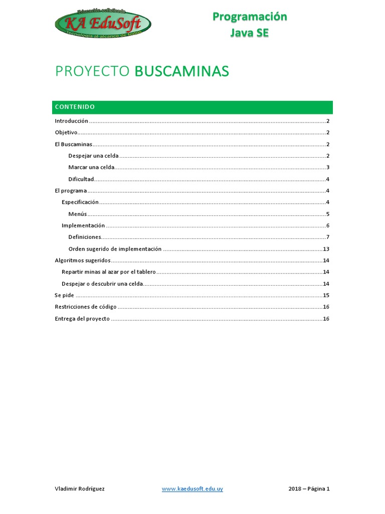 Proyecto Buscaminas en Java SE | PDF | Java (lenguaje de programación) | Ciencias de la Computación