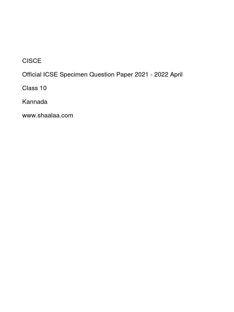 CISCE - Official ICSE Specimen Question Paper - 2021-2022 - April ... CISCE - Official ICSE Specimen Question Paper - 2021-2022 - April ...