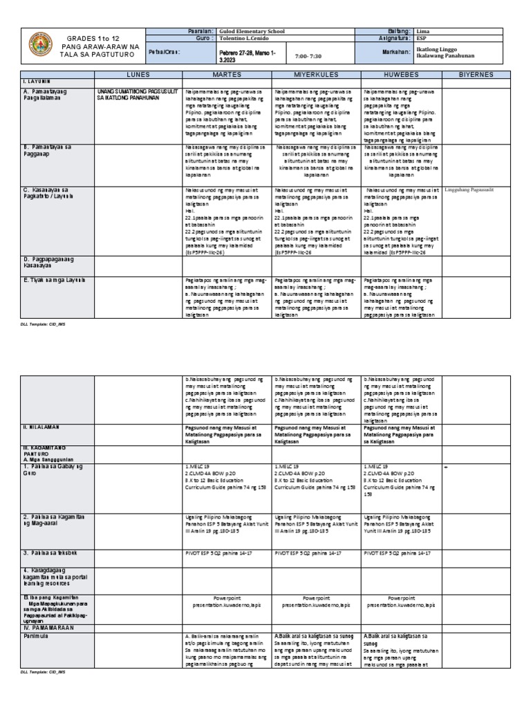 ESP-DLL- Q3-W3-2022-2023 | PDF