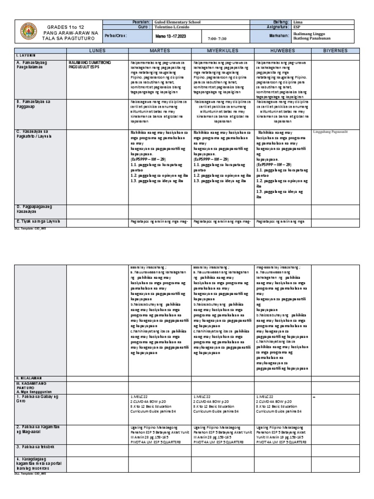 ESP-DLL - Q3-W5-2022-2023 Final | PDF