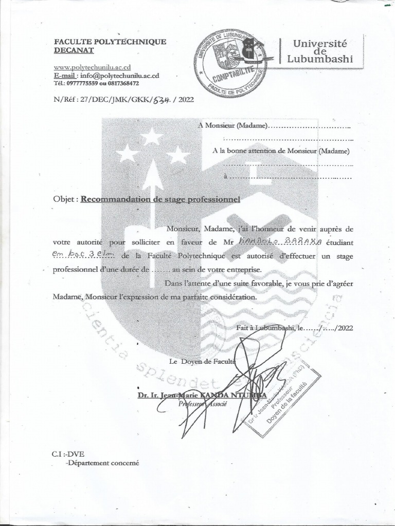 Recommandation de Stage | PDF