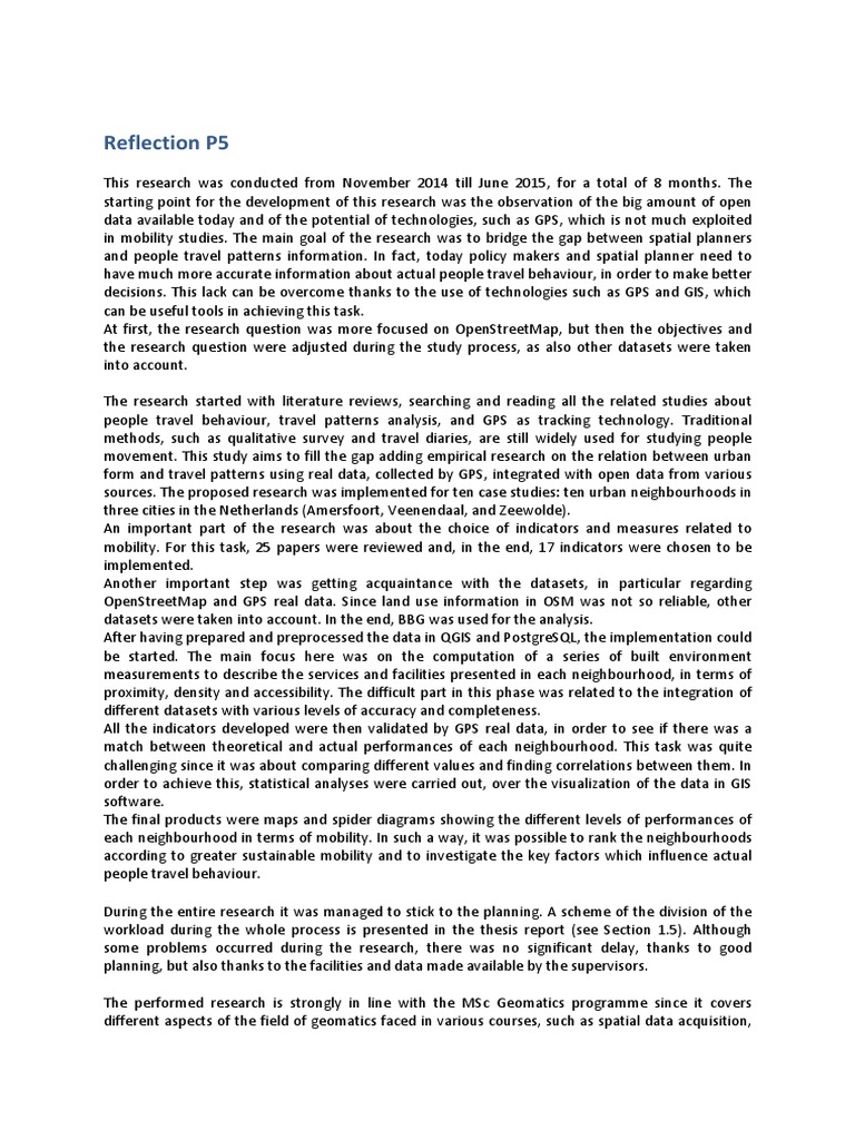 P5 Reflection Pdf Geographic Information System Geomatics