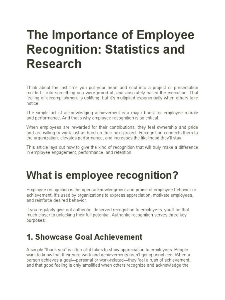 Employee Recognition | PDF | Motivation | Motivational