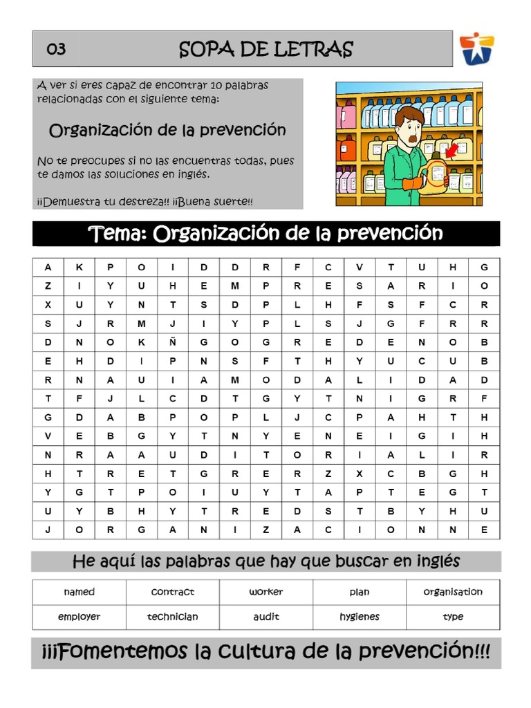 03 SOPA DE LETRAS Organización de La Prevención | PDF