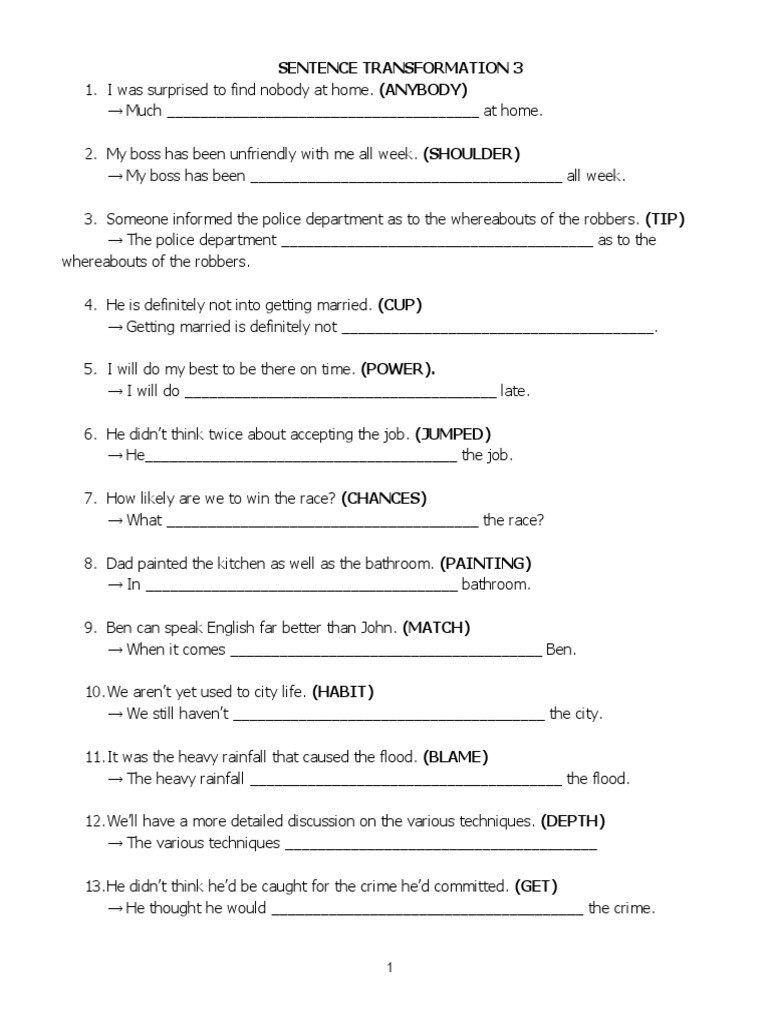 CPE Sentence Transformation | PDF