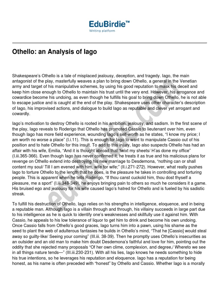 Othello An Analysis of Iago | PDF